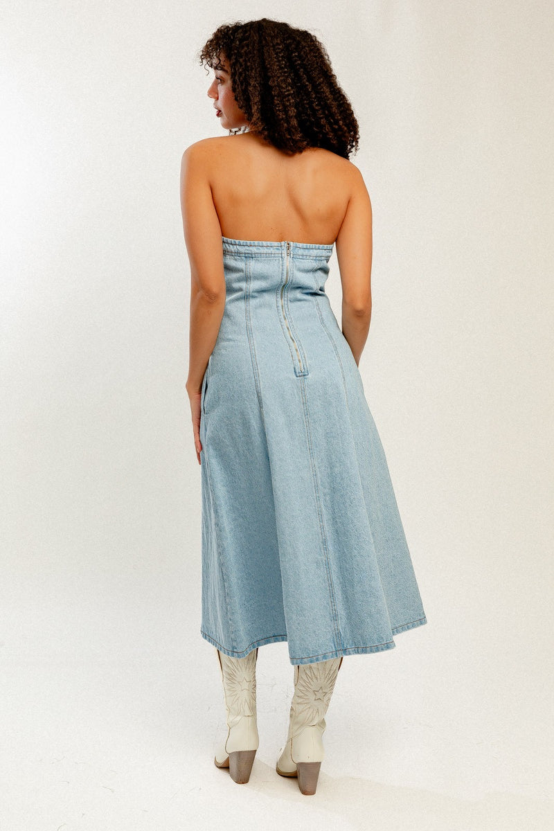 Baby blue Denim Midi Dress – maikabtq